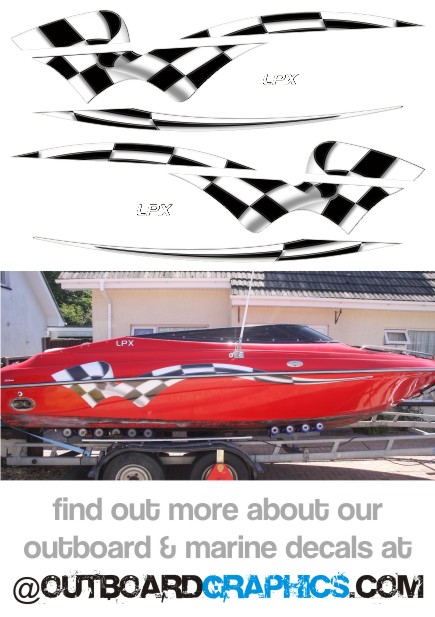 Pair of Crownline LPX 3D chequered flag decals, suitable for 18ft ...