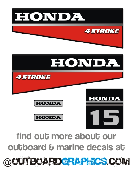 Honda 15hp 4 stroke (early 90's) outboard engine decals/sticker kit | eBay